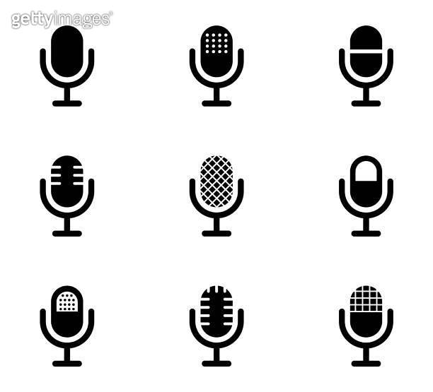 Microphone icon set. Mic icons. Icons podcast, voice recognition and ...