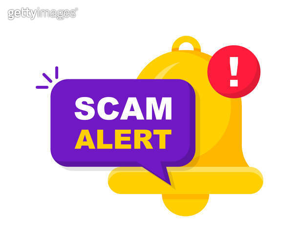 Scam alert banner. Notification fraud alert. Hacker attack. Danger ...
