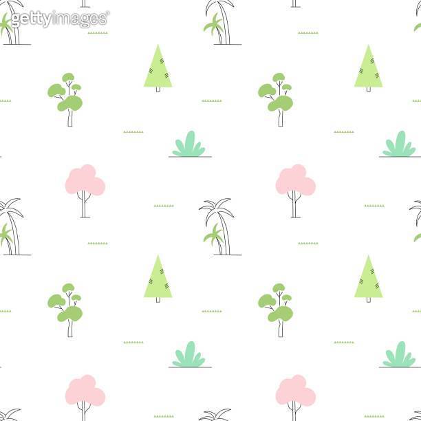 Simple trees pattern seamless. Minimal nature forest or park. Line ...