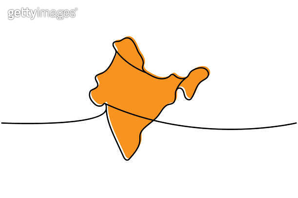 India silhouette colored one line continuous drawing. India country ...