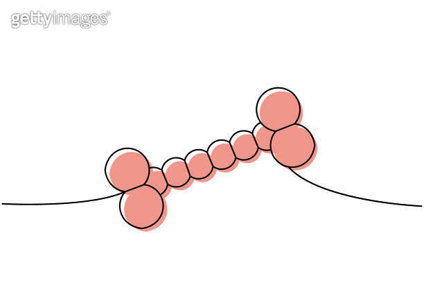 Dog chew toy one line colored continuous drawing. Animals accessories ...