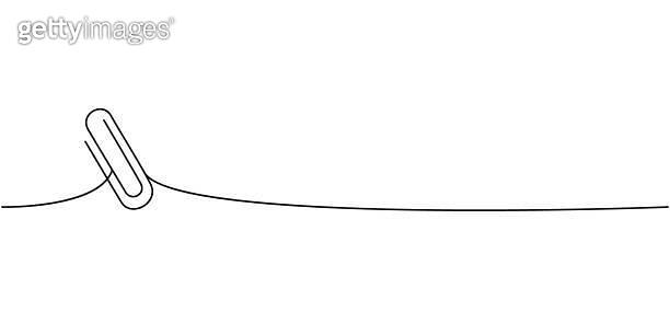 Paper clip, school supplies one line continuous drawing. Back to school ...