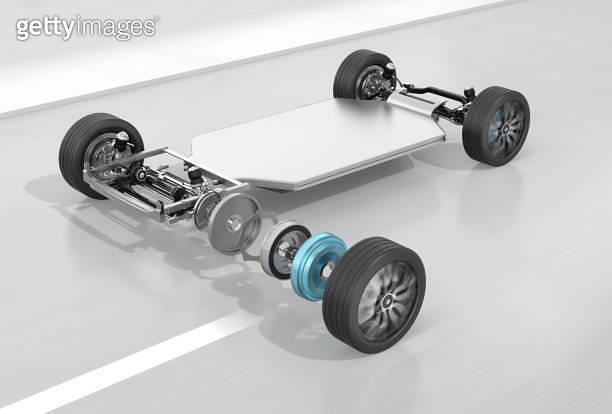 Technical drawing of Electric Car equipped with In-wheel motors in ...