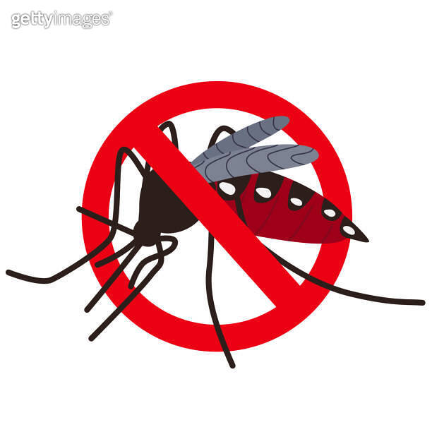 A sign stop the mosquito. A crossed-out warning sign about mosquito ...