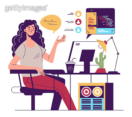 Coders programmers developers characters collaborating and working at ...