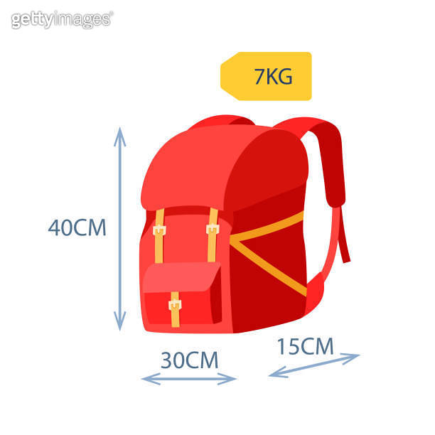 Baggage Allowance Backpack With Dimensional Arrows Weight Tag Weight baggage-allowance-backpack-with-dimensional-arrows-weight-tag-weight