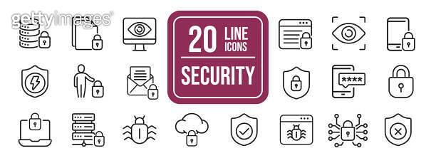 Security thin line icons. Editable stroke. For website marketing design ...