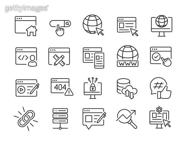 Website thin line icons. Editable stroke. For website marketing design ...