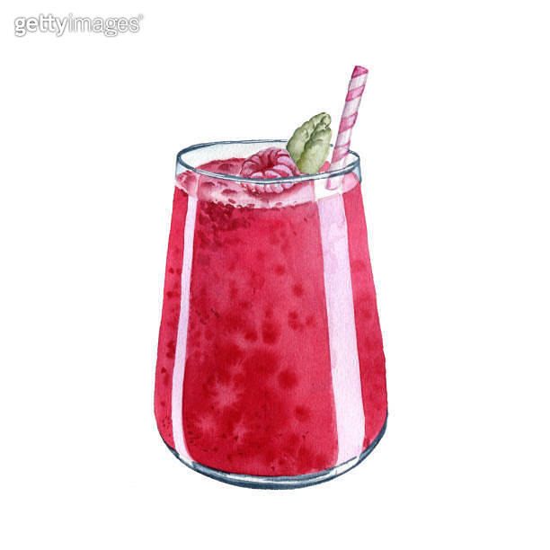 watercolor drawing glass with smoothie (1500544737) - 게티이미지뱅크