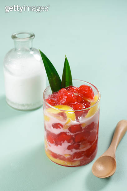 Thai Dessert Called Tub Tim Krob or Thai Red Ruby Dessert - made from ...