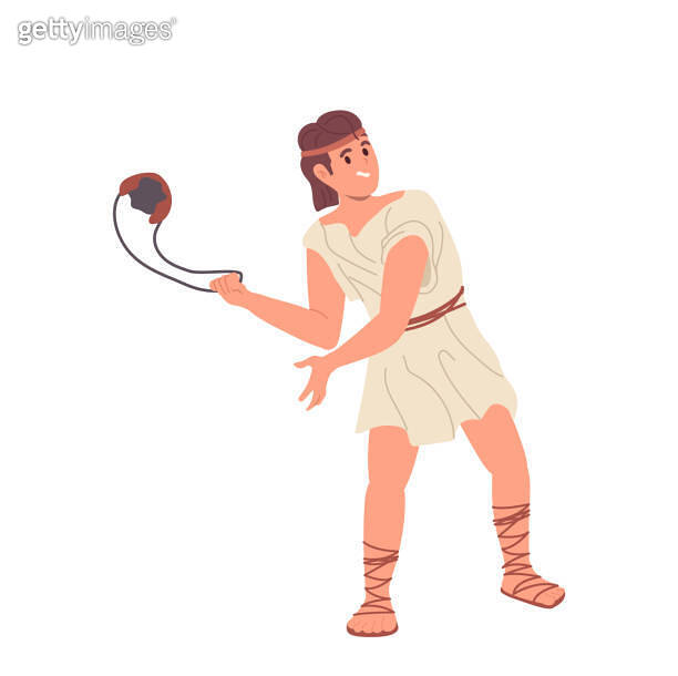 Young antique brave guy named David Bible character in traditional ...