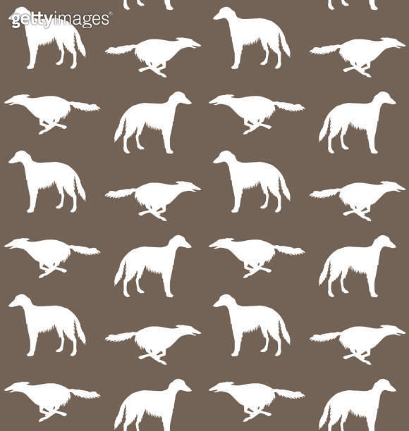 Vector seamless pattern of hand drawn doodle sketch russian borzoi dog ...