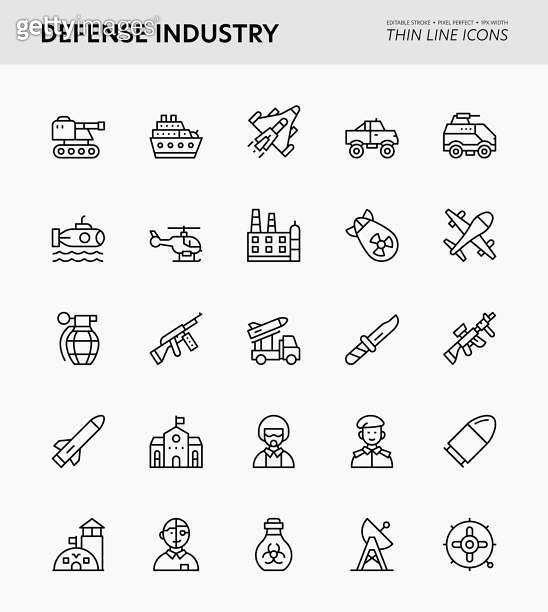 Defense Industry Editable Stroke Icons 이미지 (1481815658) - 게티이미지뱅크