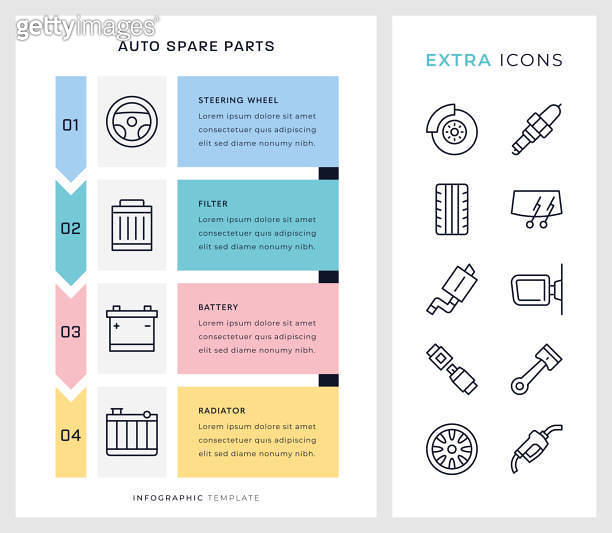 Auto Spare Parts Infographic Template And Line Icons. 이미지 (1512113597 ...