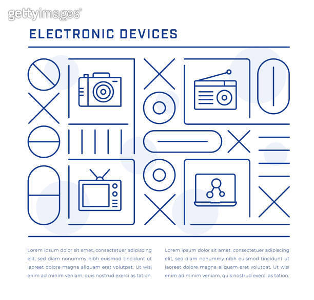 Electronic Devices Web Banner Design with AAA, BBB, CCC, DDD Line Icons ...