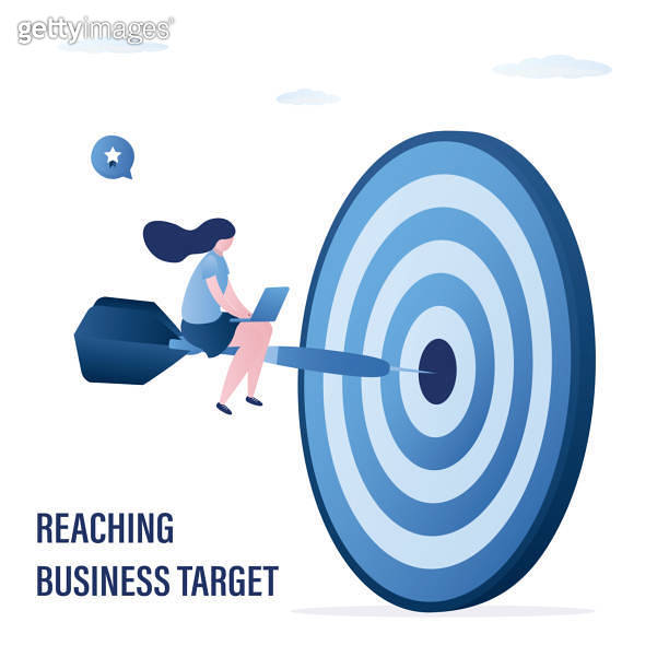 Reaching business target. Aiming for victory or goal, strategy to reach ...
