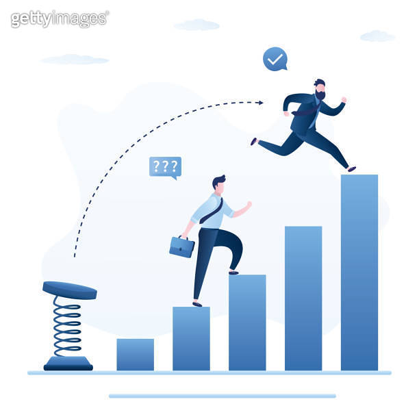 Advantage, business concept. Confident manager who overcomes ...