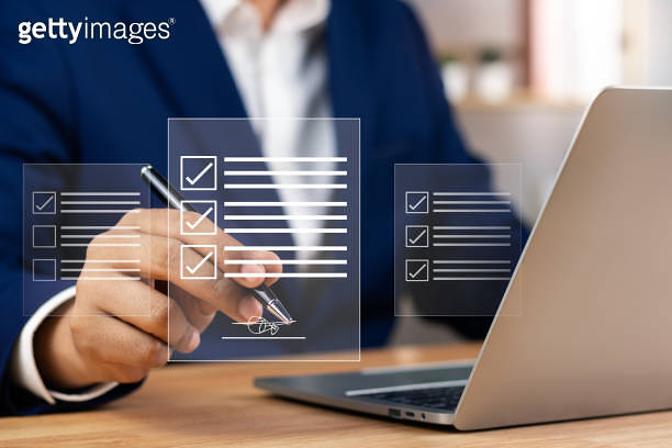 Efficient Electronic Signature Concept, Businessman using stylus pen ...