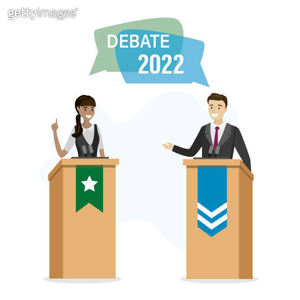 Debate before vote 2022 year. Cartoon leaders of political parties ...