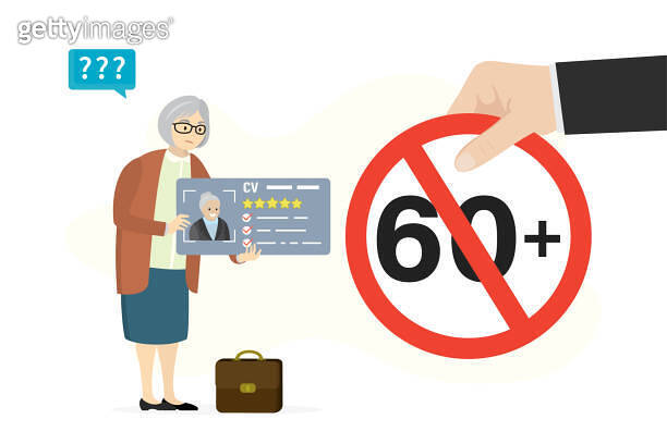 Unhappy elderly woman holds resume. Age restriction, discrimination ...