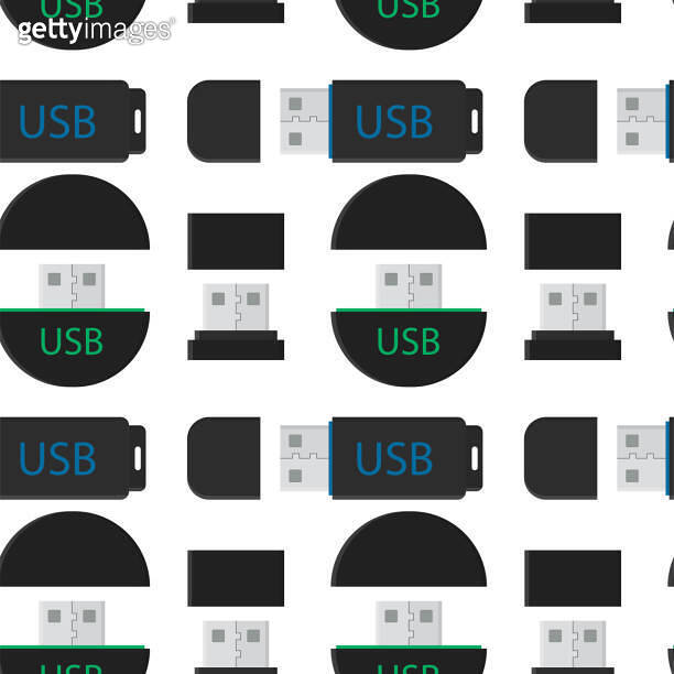 Seamless pattern with various usb flash cards. Texture with flash drive ...