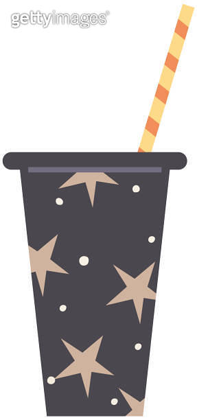 Paper cup with painted stars. Space themed drink decoration. Container ...