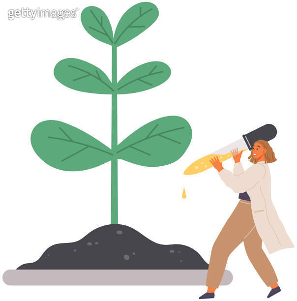 Biologist conducting experiment with plant sample. Research with tree ...
