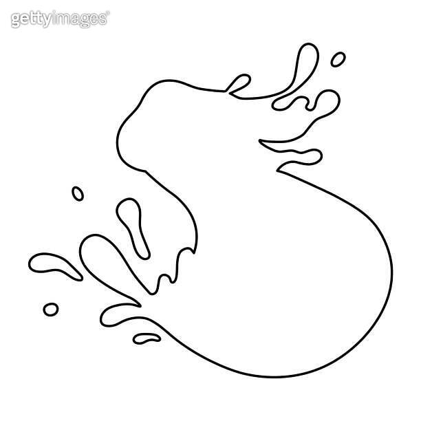 Water and juice splash liquide. A spill shape, unscheduled painting ...