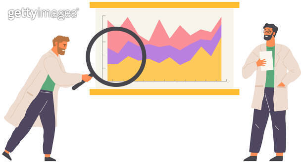 Scientist works with data analytics and research of statistics. Man ...