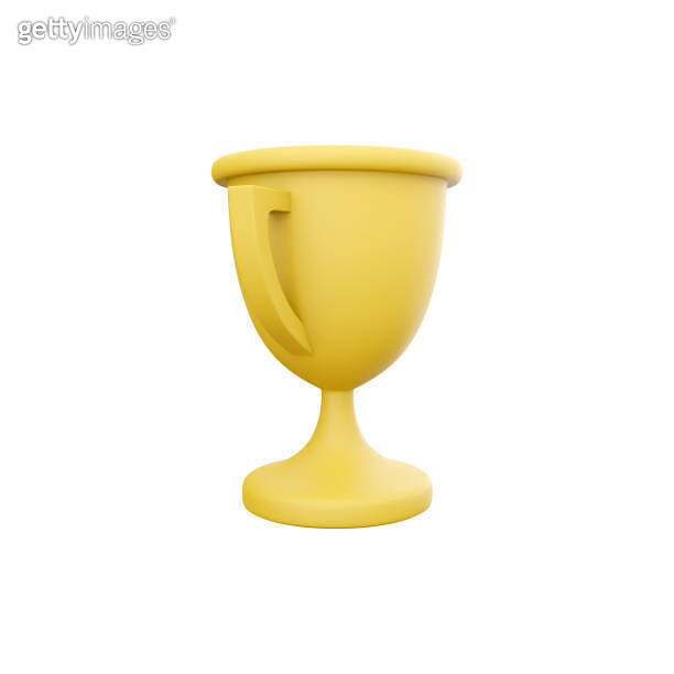3d golden cup icon. Winner Gold Trophy 3D Icon. 3D render yellow ...
