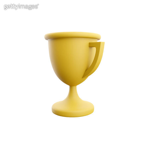 3d golden cup icon. Winner Gold Trophy 3D Icon. 3D render yellow ...