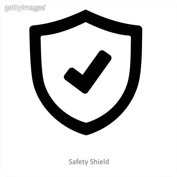 Safety Shield and label icon concept 이미지 (1465482306) - 게티이미지뱅크