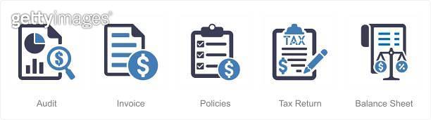 A set of 5 accounting icons as audit, income, policies 이미지 (1853929112 ...