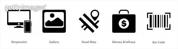 A set of 5 Business icons as responsive, gallery, road map 이미지 ...