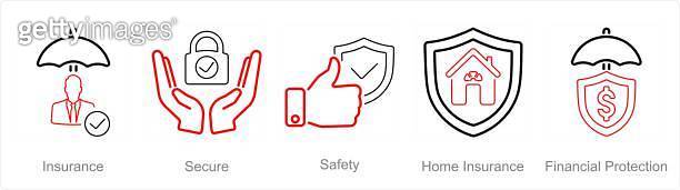A set of 5 Insurance icons as insurance, secure, safety 이미지 (1818252478 ...