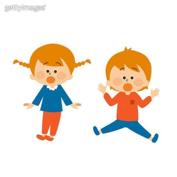 Illustration material of a surprised child boy and girl 이미지 (1479934152 ...