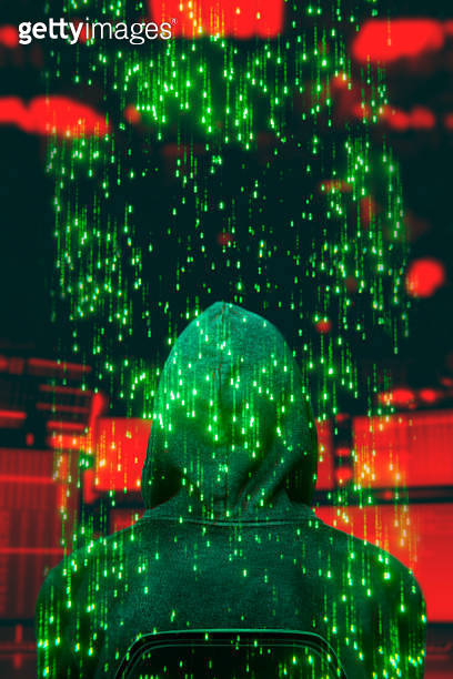 computer hacker with matrix code 이미지 (1622396869) - 게티이미지뱅크