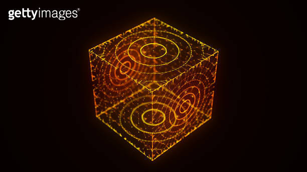 Network connection structure in the form of a cube. Technology connect ...