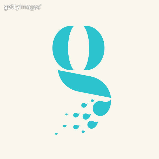 Letter g logo. Blue color fresh water drops, lowercase typeface ...