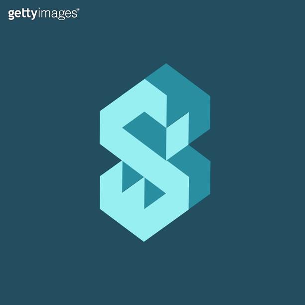 SS monogram, overlapping three dimensional letter s logo. Blue color ...
