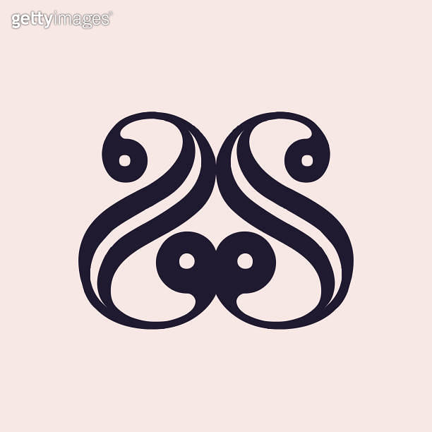 SS monogram logo. Uppercase ornamental swirl letter s signature icon ...