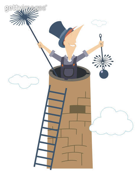 Cartoon chimney sweeper illustration (1494503398) - 게티이미지뱅크