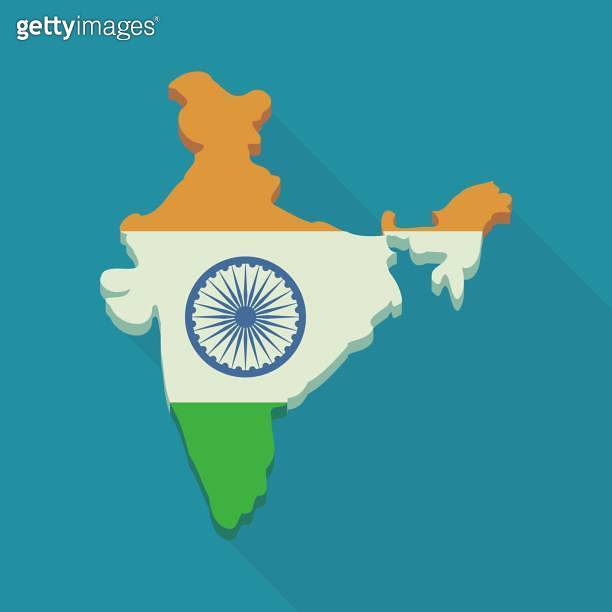 3D map of India (flat design) (1706190424) 일러스트, 무료 일러스트 - 게티이미지뱅크