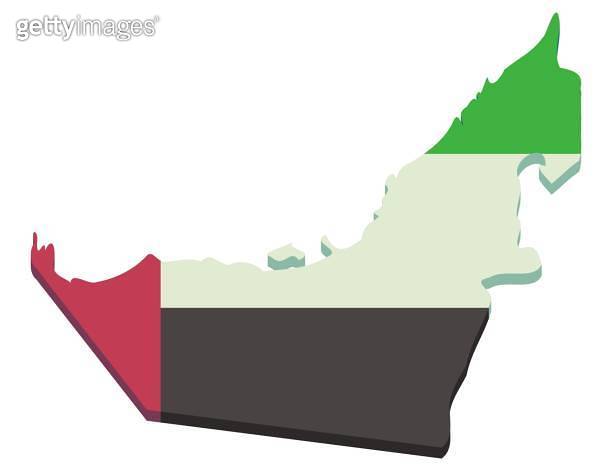 3D map of United Arab Emirates (cut out,flat design) (1718865497) - 게티이미지뱅크