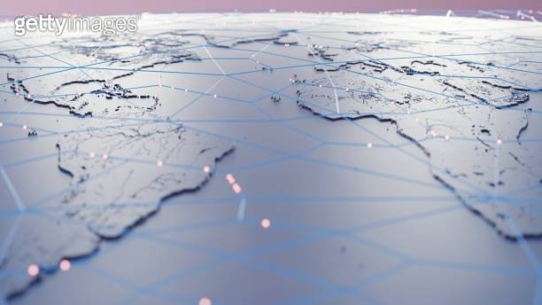 Globalization and communication concept. Earth and luminous rays. 3d ...