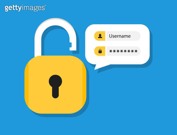Login form page with lock and password. Authentication concept. Login ...