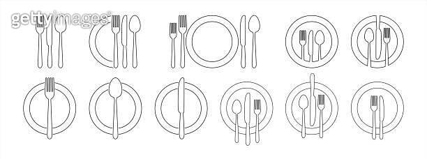 Cutlery vector icon set. Fork, Spoon and Knife icons. Silverware icons ...