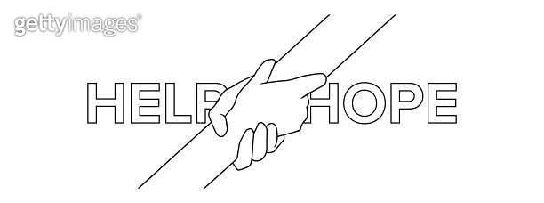 Continuous line drawing Helping hand concept. Gesture, sign of help and ...