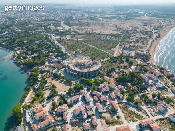 Aerial view of Side Ancient City in Antalya, Turkey. 이미지 (1580981735 ...