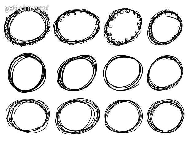 Hand drawn scribble line circles. Doodle circular for message note mark ...